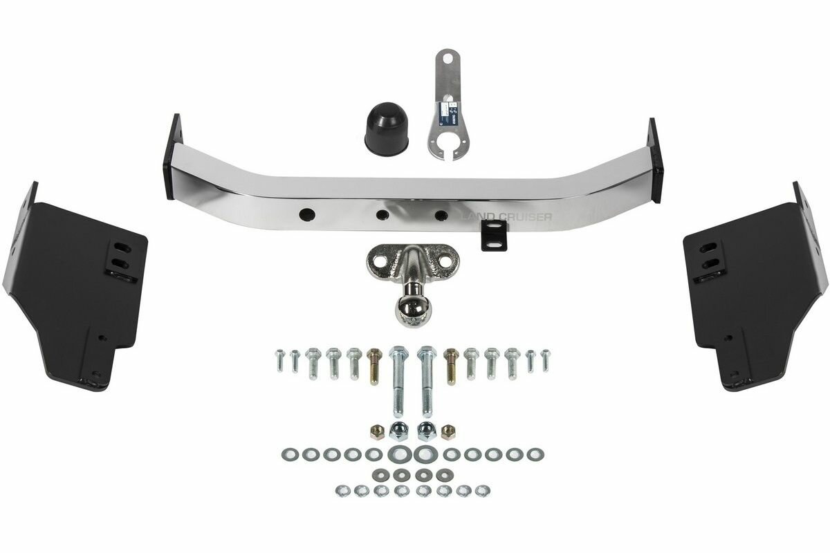 Фаркоп с элект. Smart, для Toyota Land Cruiser Prado 150 рестайлинг (Black Onyx) 2020-н. в, с нерж. накладкой, шар F, 1500/75 кг, F.5714.005, Berg (паспорт, сертификат)