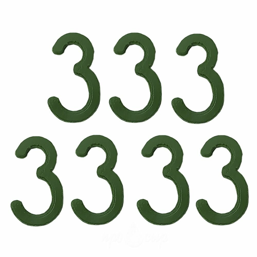 Цифра 3 для маркировки сыра зеленая (пищевой пластик), 100 штук