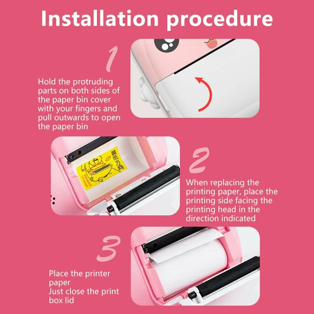 Детская камера с термопечатью, 2,4" экран, 3 рулона бумаги, подарок на День рождения