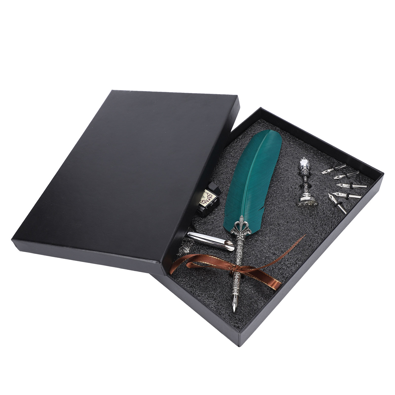 Винтажный набор зеленых гусиных ручек, перьевая ручка со старинным штампом для каллиграфии для студентов, учителей и любителей каллиграфии, подарок для писателей и художников