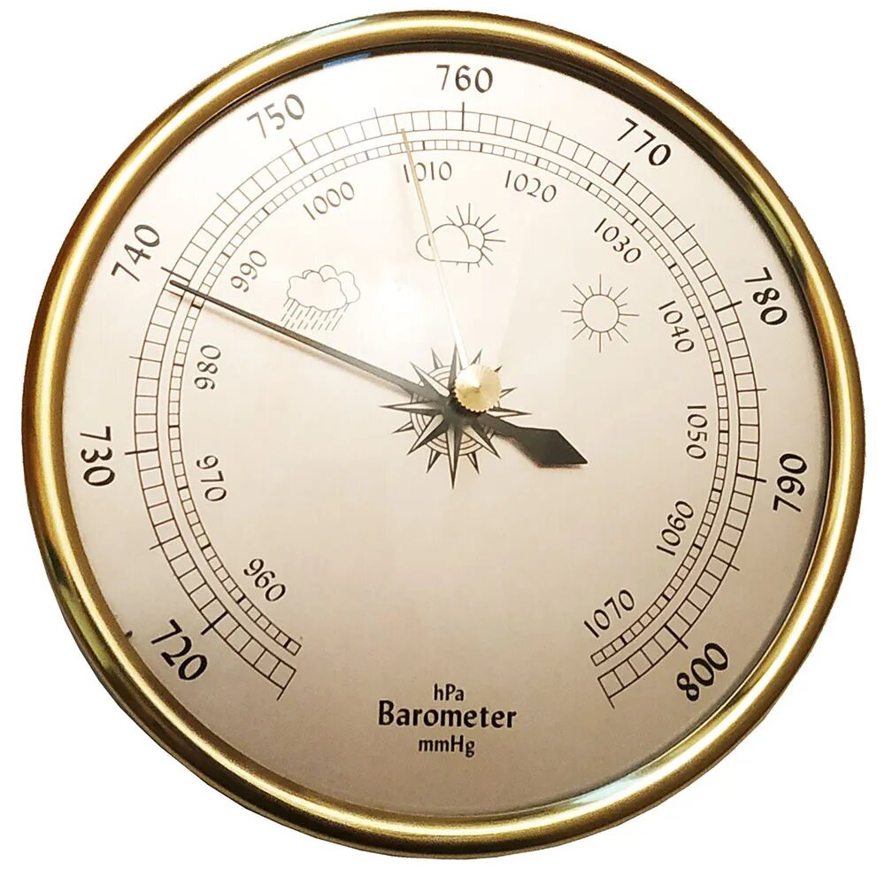 Барометр настенный анероид механический B9392G, золотистый