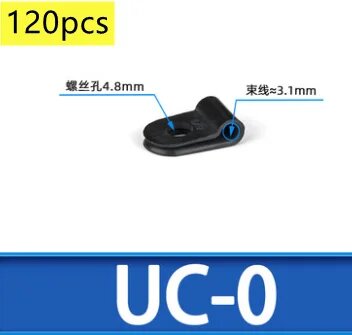 Кабельные зажимы пластиковые черные/белые 120 шт. UC0 black