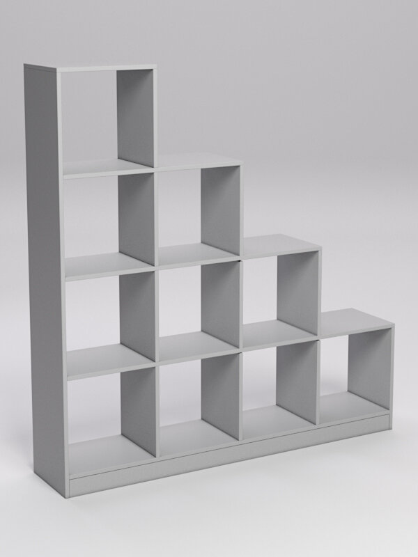 Стеллаж каскадный из ДСП Лестница №3 4 ячейки, Серый. Производитель товара - компания Westcom.