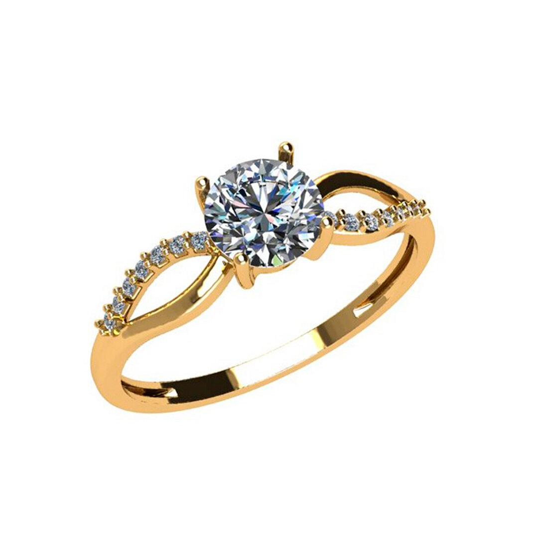 Кольцо, красное золото, 585 проба, фианит