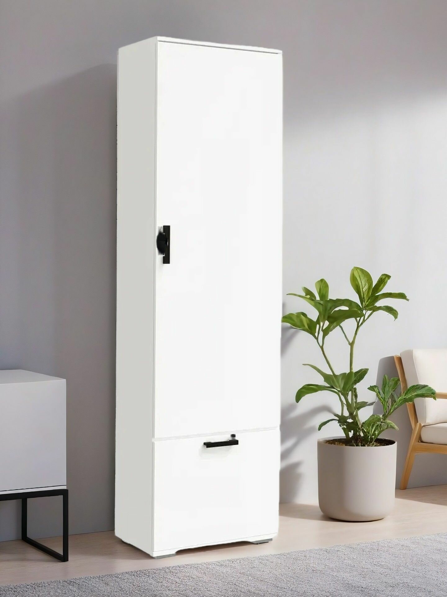 Шкаф-пенал Ника ШП600 (60х203,2х35,4) Белый гладкий