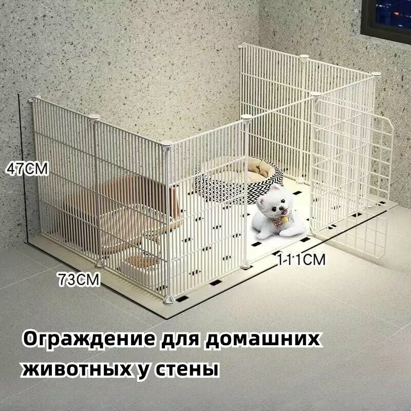 Вольер для животных вдоль стены, зашифрованный и приподнятый, 6 кусков проволочной сетки плюс 1 ворота