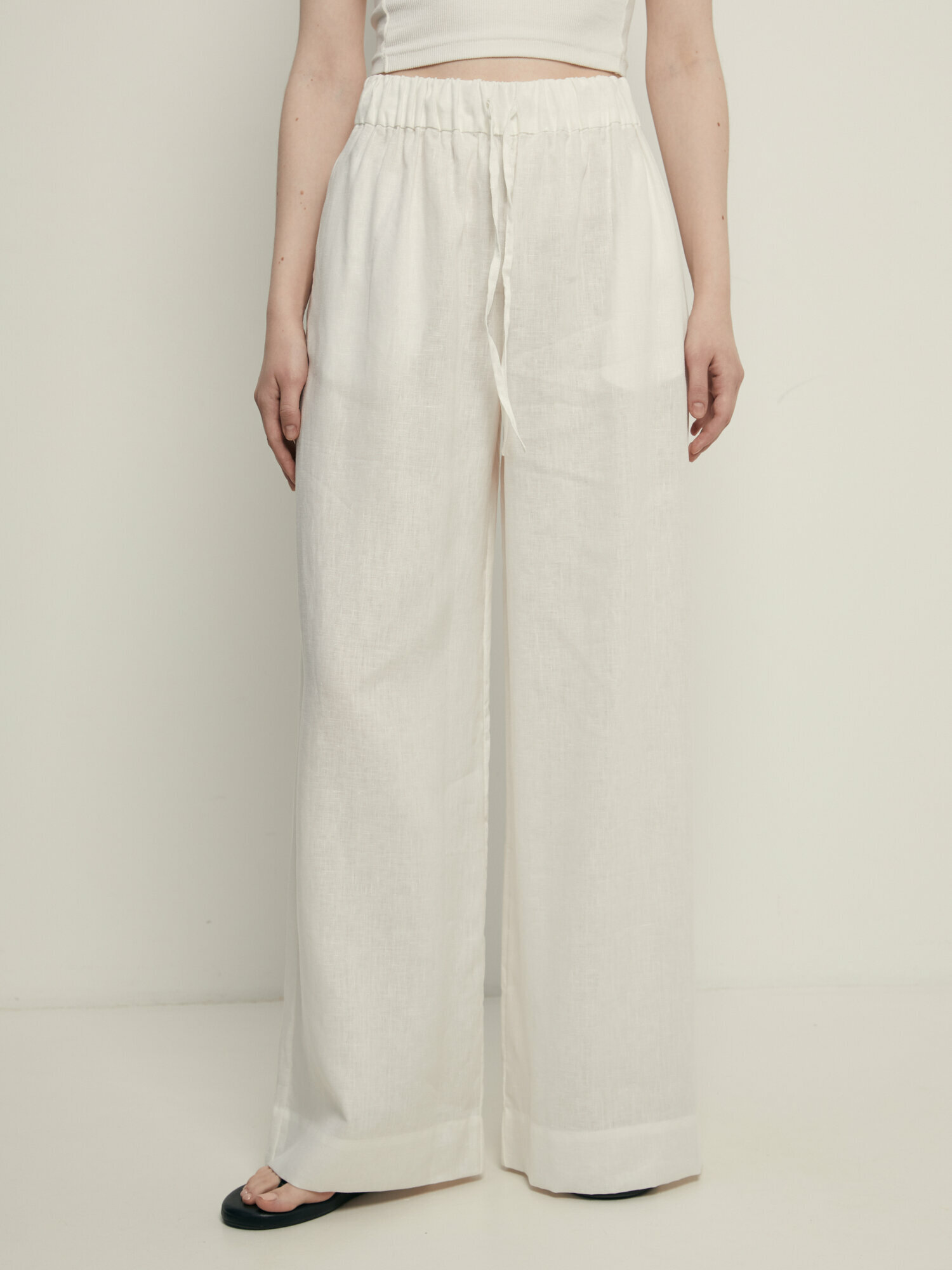 Брюки широкие льняные