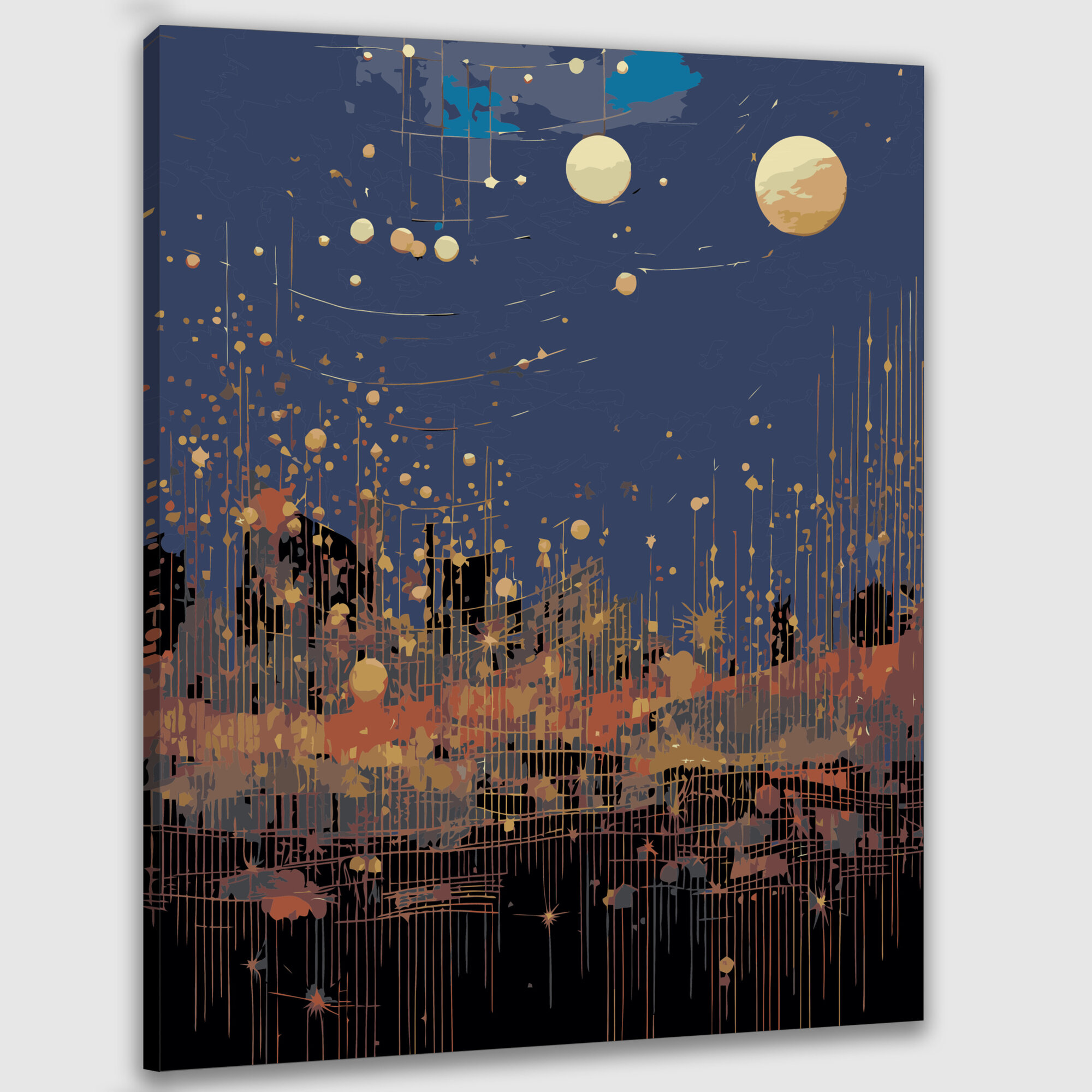 Картина по номерам 40x50 см, картина, смешанная техника, созвездие звезд, гобелен, золотые нити, серебряные нити