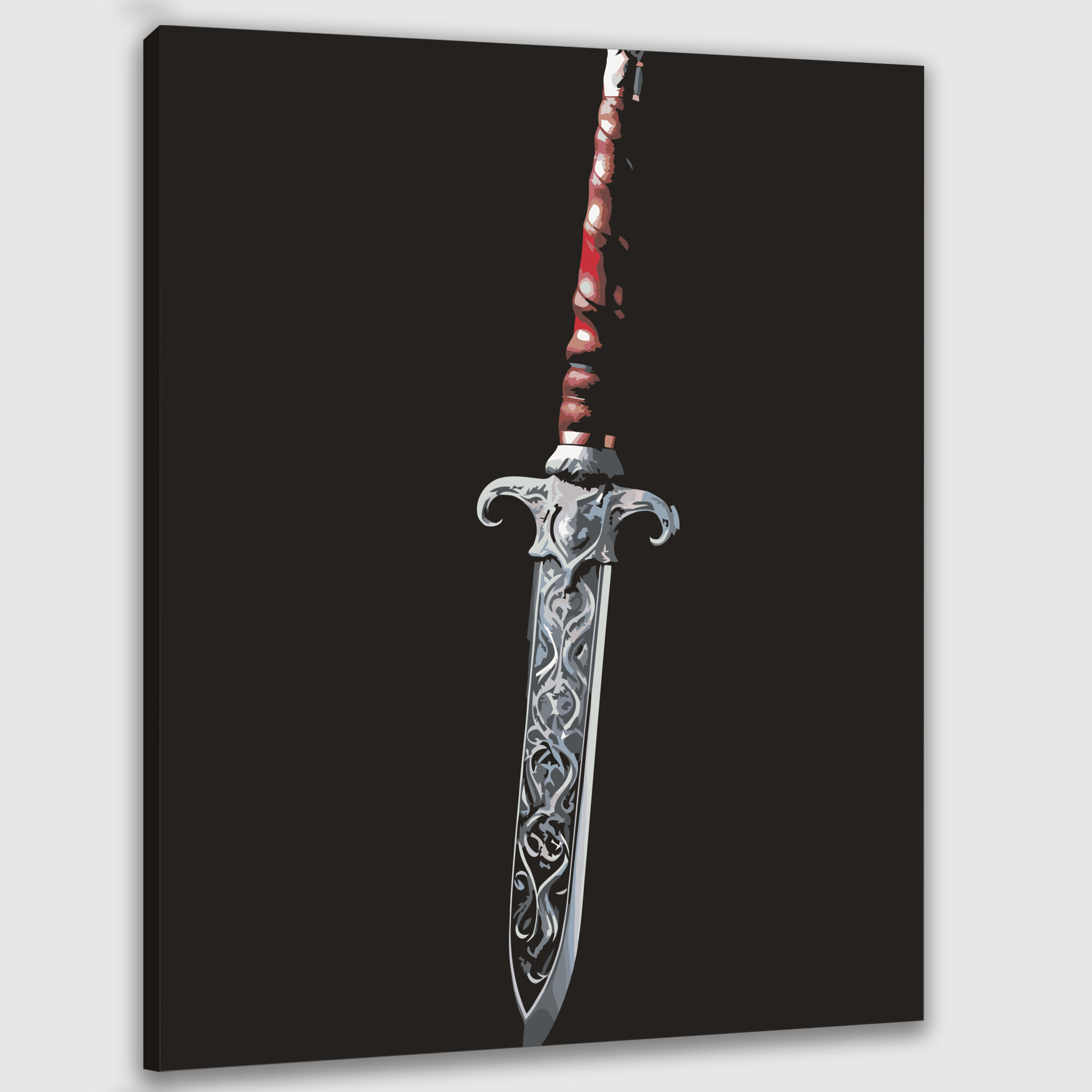 Картина по номерам 40x50 см, меч, "Искусство войны", копия, музейная выставка, рукоять, клинок, украшение, острый край
