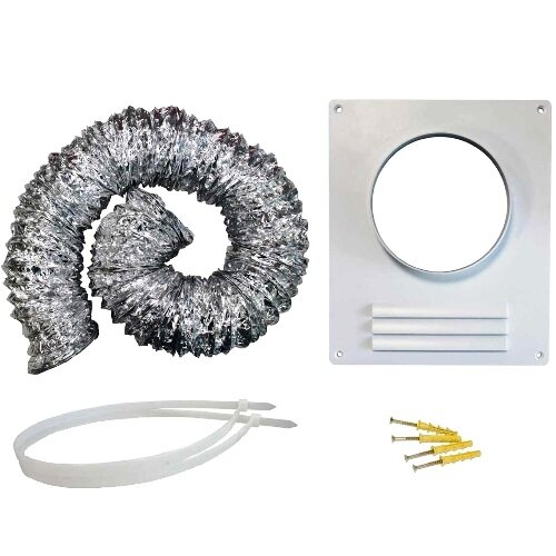 Набор для кухонной вытяжки LE'STER LS-003, торцевая площадка с решёткой, гофротруба 3 м, пластик, белый.