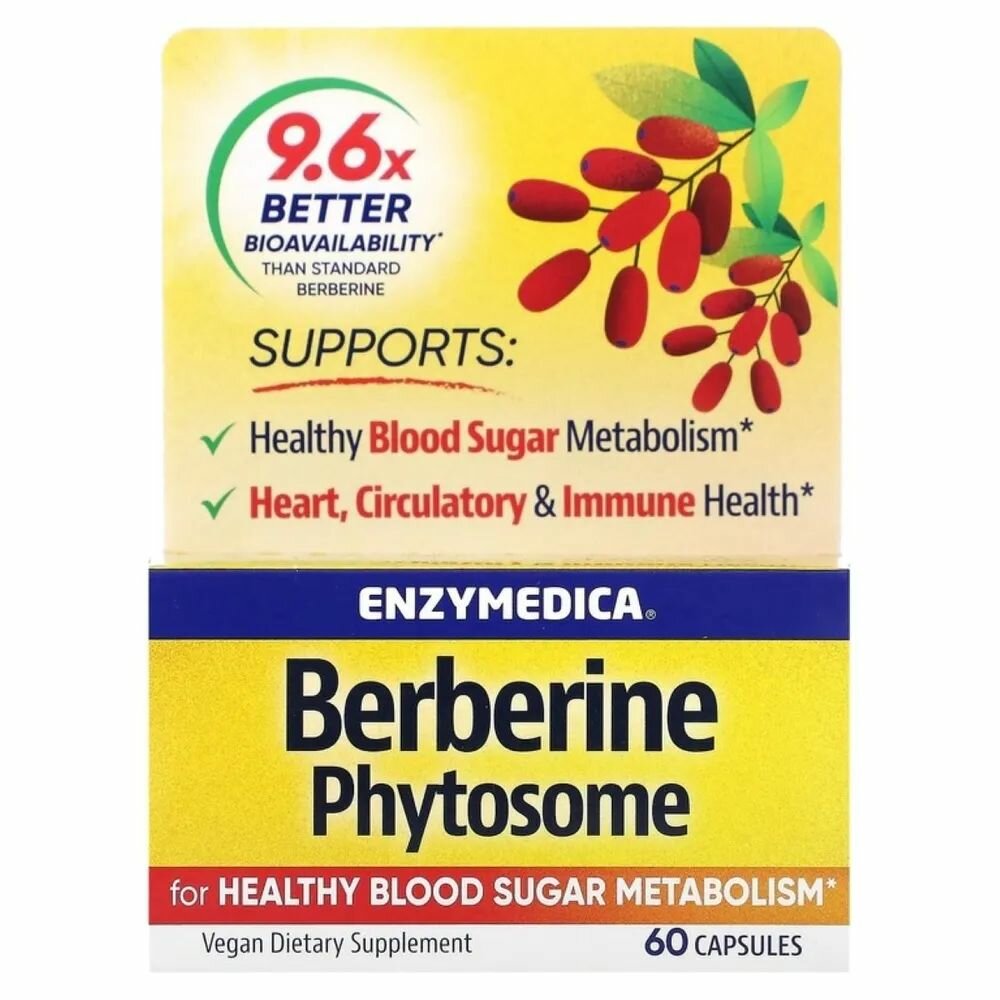 Enzymedica, Berberine Phytosome, Бербериновые фитосомы, 60 капсул