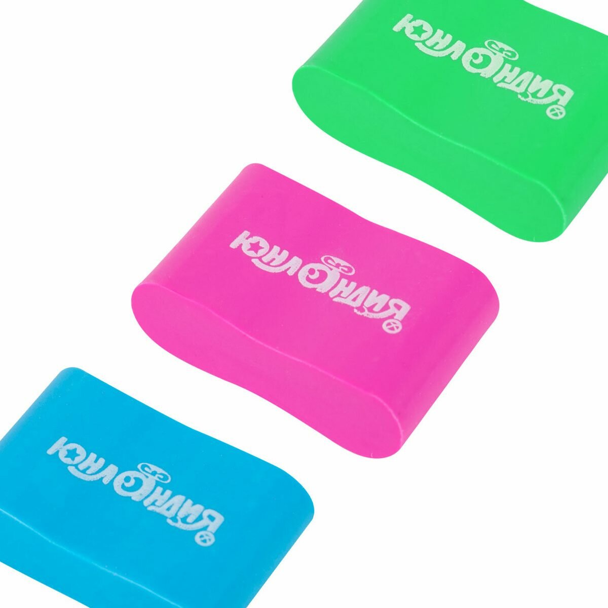 Ластик эргономичный Юнландия "Супер", 33х21х10мм, яркие цвета (272667), 36шт.