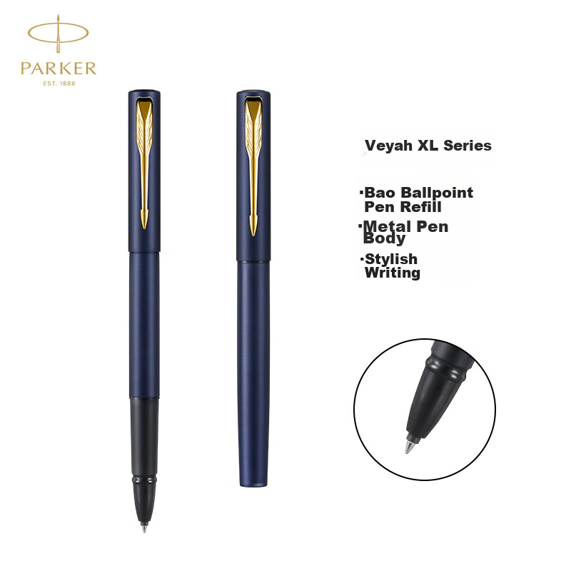 Parker Signature Pen, Ballpoint Pen, Business Office, Birthday Gift for Men And Women, Calligraphy Stationery, Weiya XL Zhilang Blue Gold Clip Ballpoint Pen