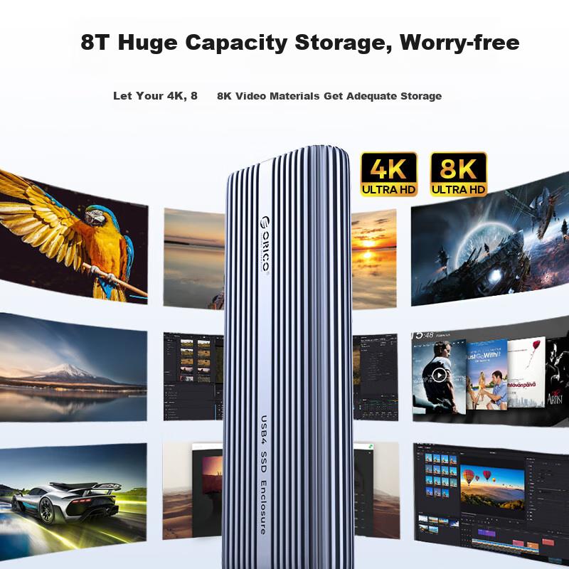 ORICO USB4 HDD корпус 40 Гбит/с совместимый с Thunderbolt 4/3 M.2 NVMe SSD внешний корпус для Mac Mini Цвет：Совместимый