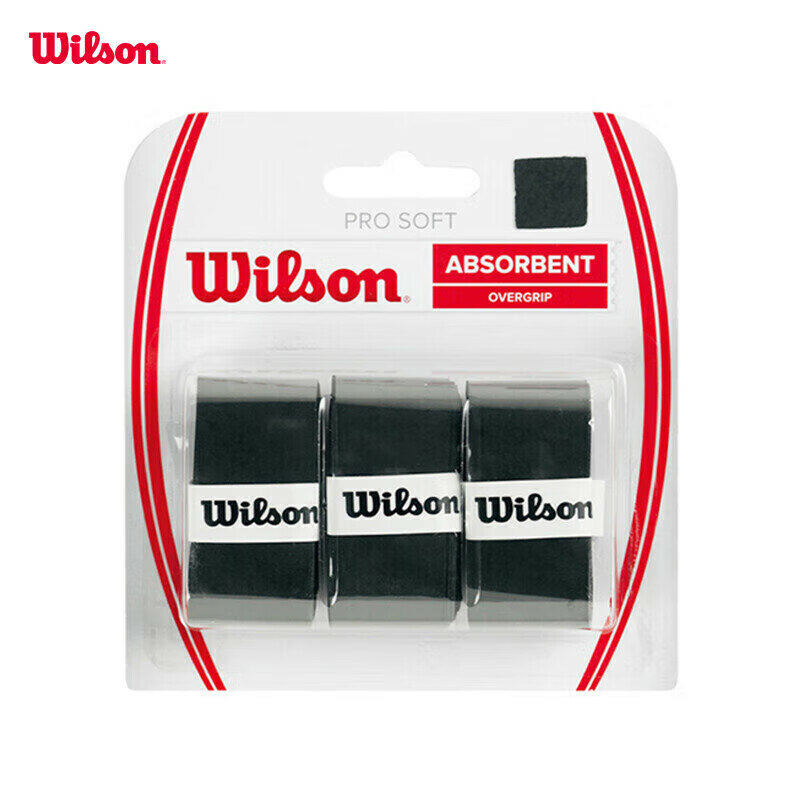 Wilson Tennis Racket Sweat-Absorbing Grip Tape, PRO SOFT OVERGRIP WRZ4040BK
