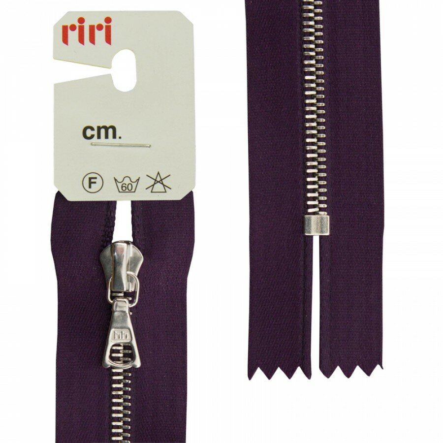 Молния металл, Ni, неразъёмная, на атласной тесьме, 4 мм, 16 см, цвет 2510, темно-фиолетовый