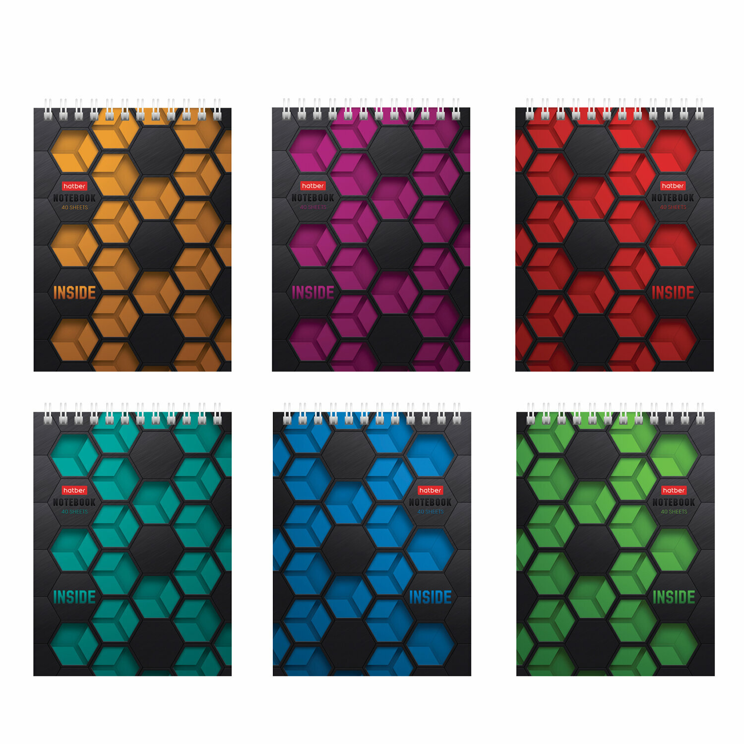 Блокнот малый формат А6, 40 л, гребень, картон, клетка, HATBER, "INSIDE", 080475, 40Б6В1гр (цена только за 1 шт.)