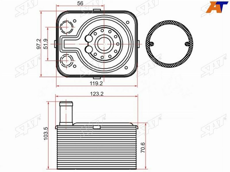 . SAT Радиатор масляный (теплообменник) для AUDI A3 03-, A4 00-, A5 07-, Q7 07-, SKODA FABIA 99-, OCTAVIA 04-, VOLKSWAGEN GOLF 03-, P