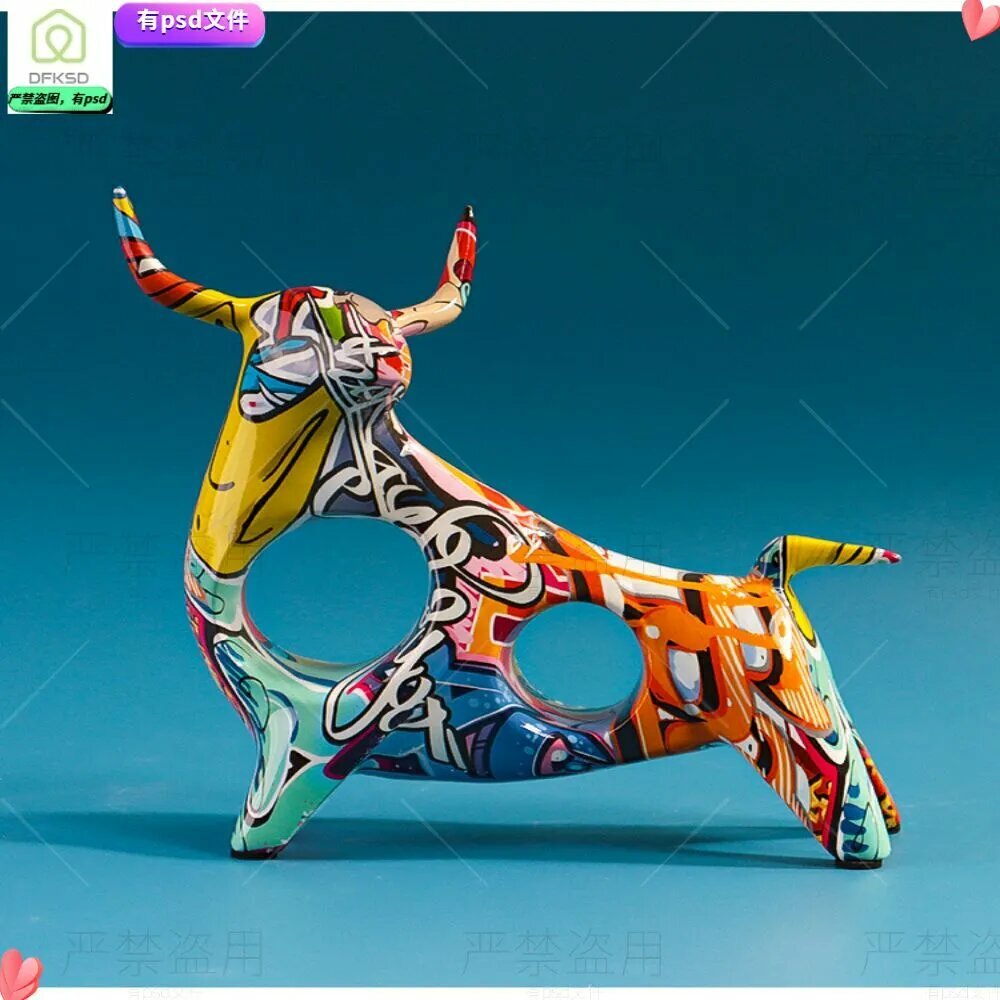 Бык статуя, украшения для офисной гостиной 20.2x13.5x19.5cm YZ