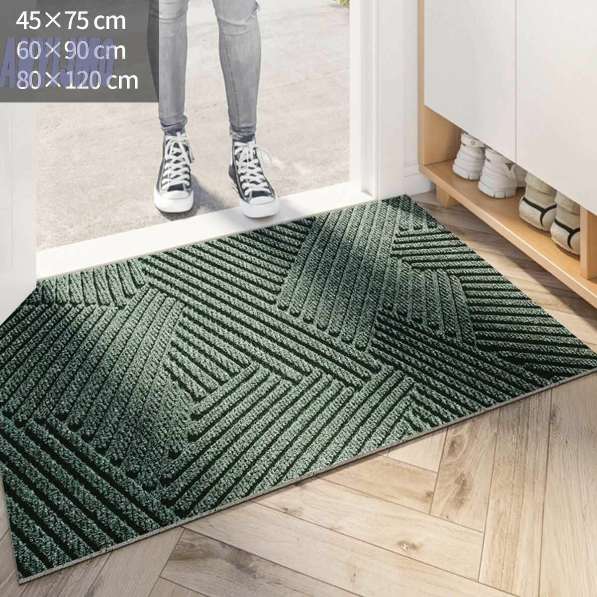 Ковер безворсовый на пол DEXI, 3D эффект, коврик 60 на 90 cm, ковер в прихожую вырезной, соскребите пятна и снег, геометрические узорыANYIJMO
