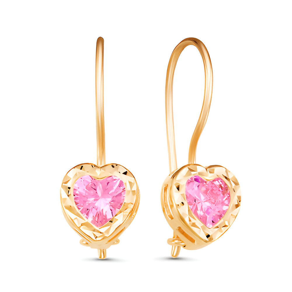 Серьги, красное золото, 585 проба, гравировка, фианит