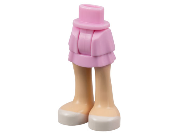 Mini Doll Hips and Skirt Layered, Light Nougat Legs and White Shoes Pattern - Thick Hinge, 92250c00pb05 Bright Pink U