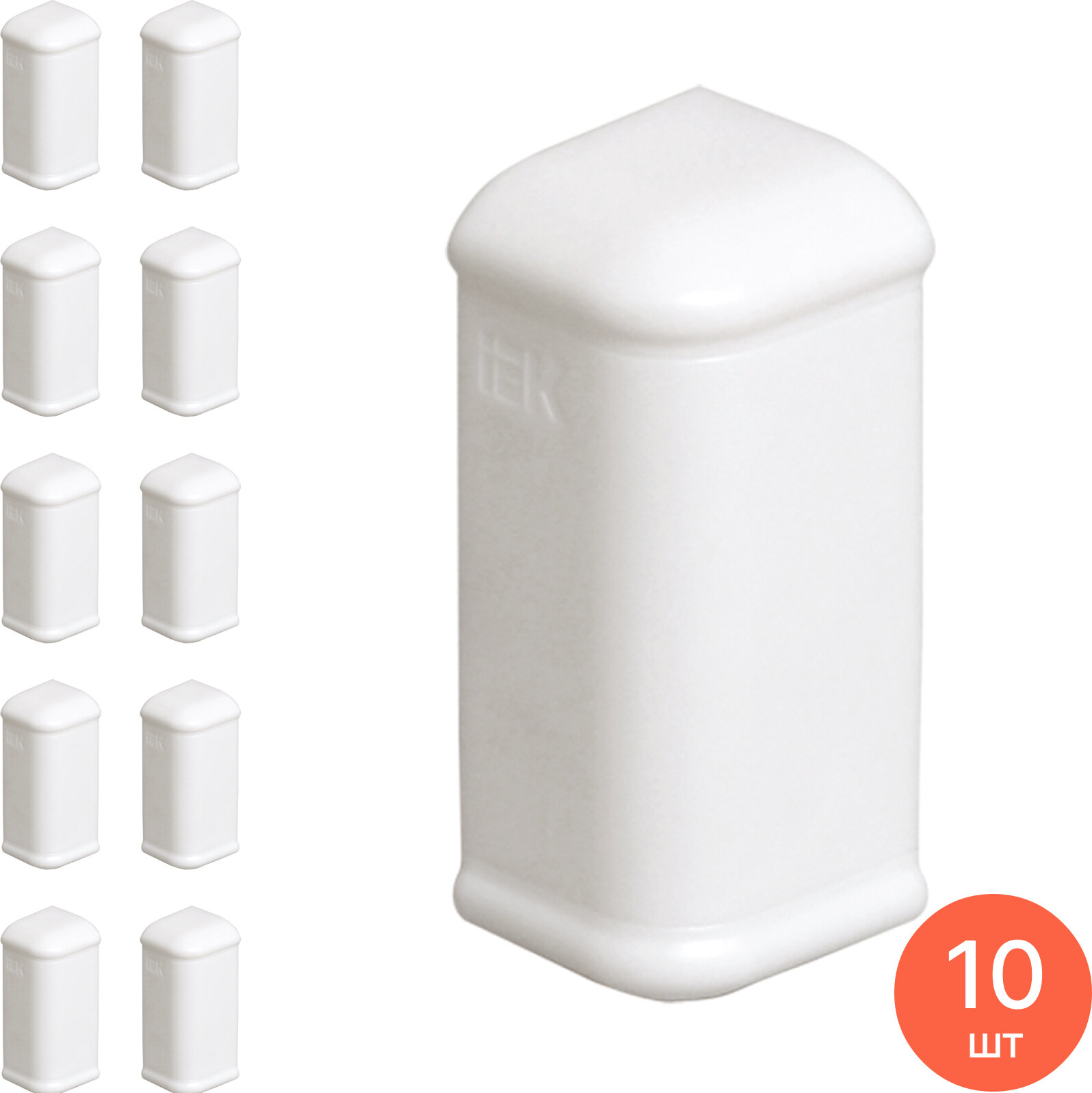 Заглушка IEK / ИЭК Primer, пластиковая белая, размером 100х40мм / аксессуары для кабель каналов (комплект из 10 шт)