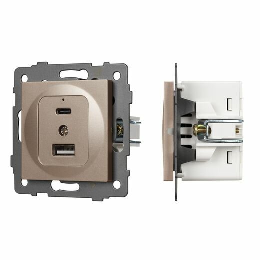 Механизм USB розетки SCT-MUAC-PL-GD-V (5V, 3A, QC4) (Arlight)