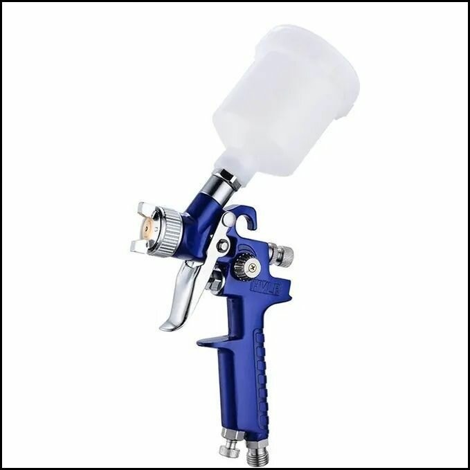 Мини пневматический краскопульт, сопло 0.8 мм, гравитационный распылитель с прозрачным бачком 125 мл для моделизма, ремонта авто, декора, маникюра и художественной росписи