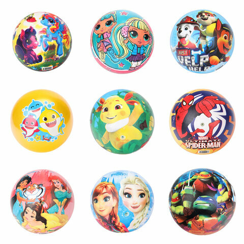 10 шт. Мяч надувной полноцветный, лицензия, ПВХ, 23 см, ассорти 10 видов