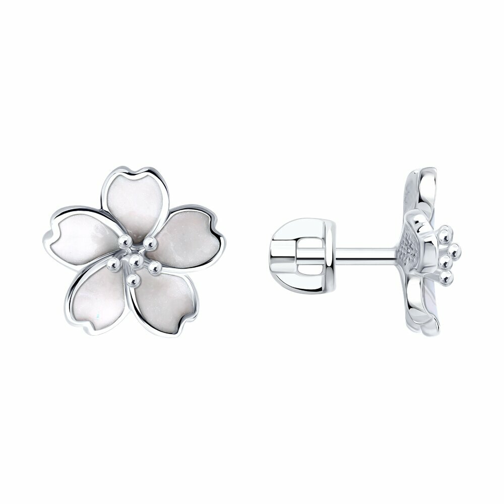 Серьги, серебро, 925 проба, родирование, эмаль