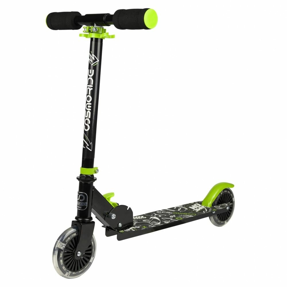 Самокат 2-колесный COSMORIDE TRINITY, черно-зеленый