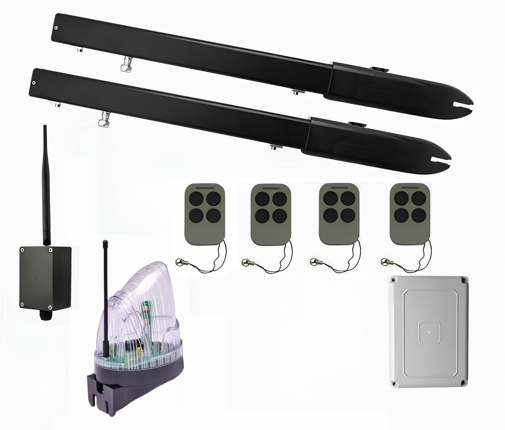 Автоматика для распашных ворот KSW-3000 L-T4-5K-BT, комплект: 2 привода, блок управления, 4 пульта, лампа, Bluetooth-модуль