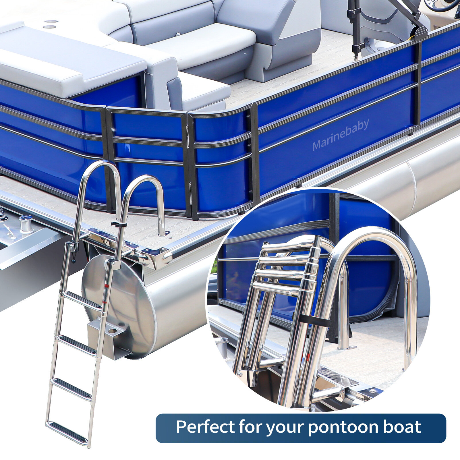 Трап телескопический с 4 ступенями, лестница для лодки, Лестница для бассейна