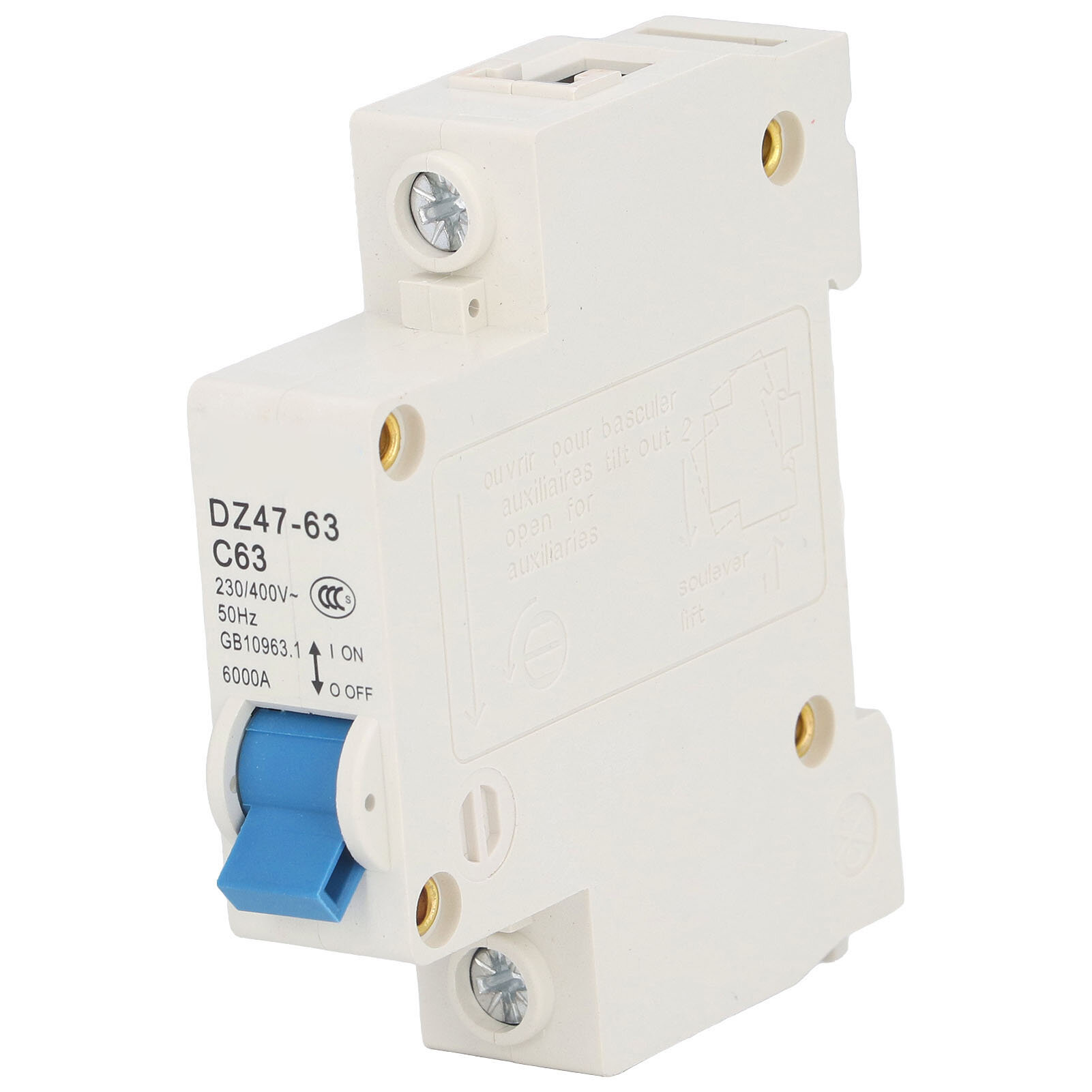 Миниатюрный автоматический выключатель 63A DZ47-63 C63, 1P, изолятор дифференциального тока, крепление на DIN-рейку, защита от перегрузки 230–400 В, RCBO.