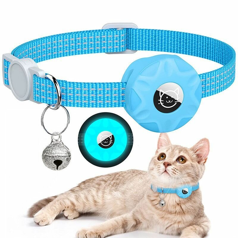 Силиконовый ошейник для животных защитный чехол для трекера Apple AirTag, Anti-lost Pet Dog Tracking Locator, синий