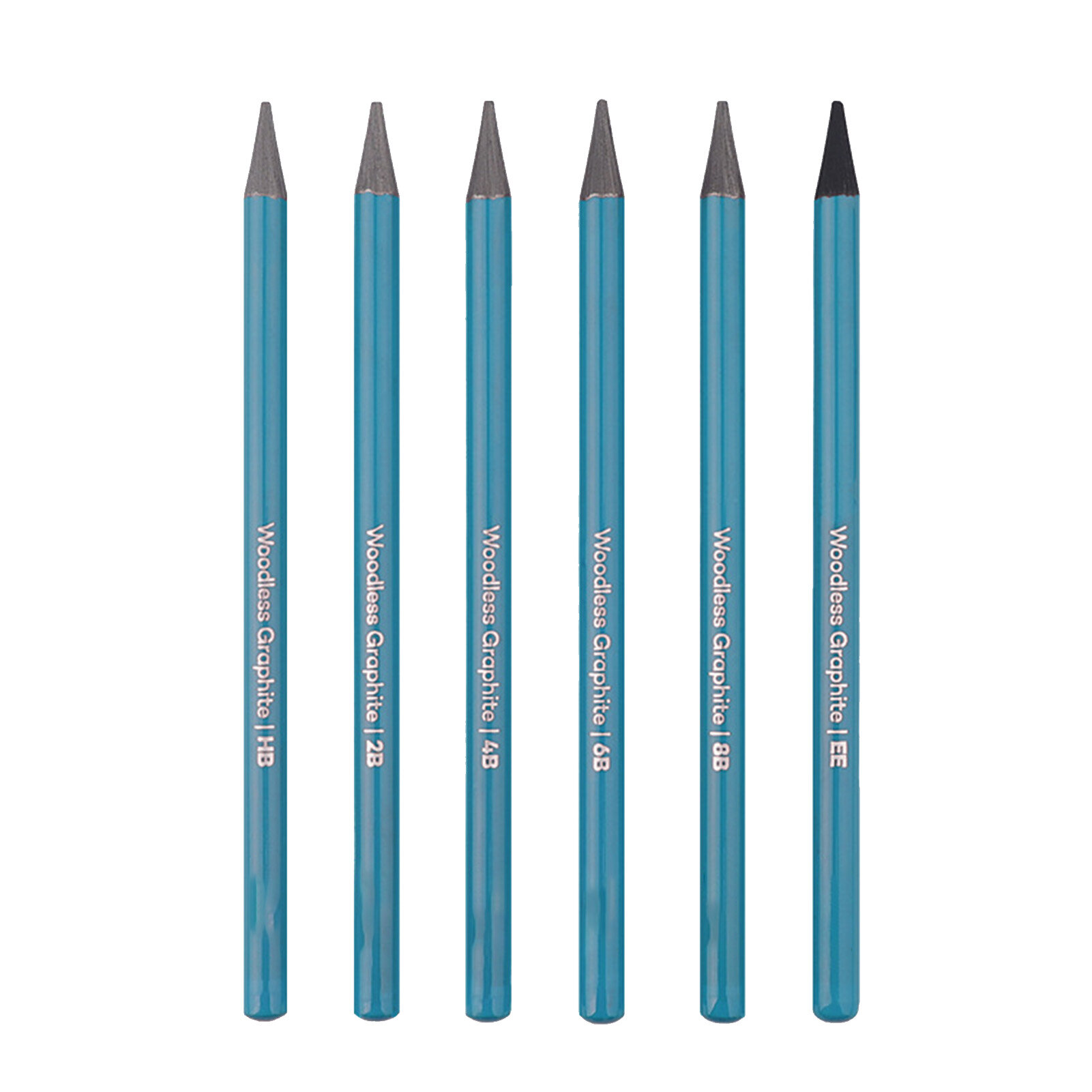 Набор из 6 графитовых карандашей без дерева: HB, 2B, 4B, 6B, 8B, EE для рисования, скетчинга, штрихо