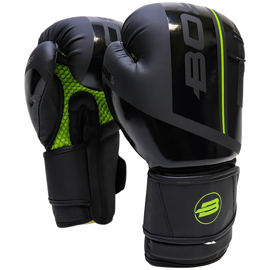 Перчатки боксерские BoyBo B-Series Black/Green, 14 унций