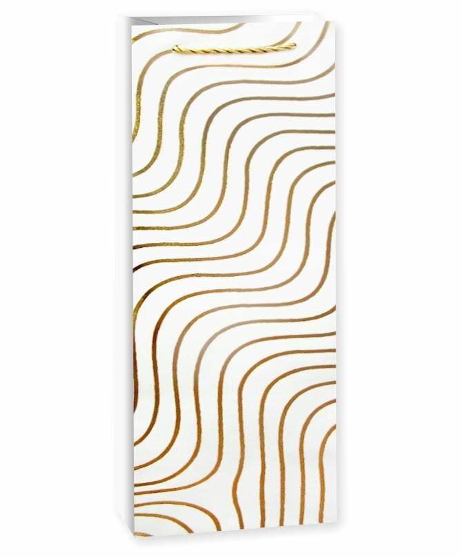 Пакет подарочный Дон Баллон для вина, Золотой узор, Дизайн №1, металлик, 38х11х11 см