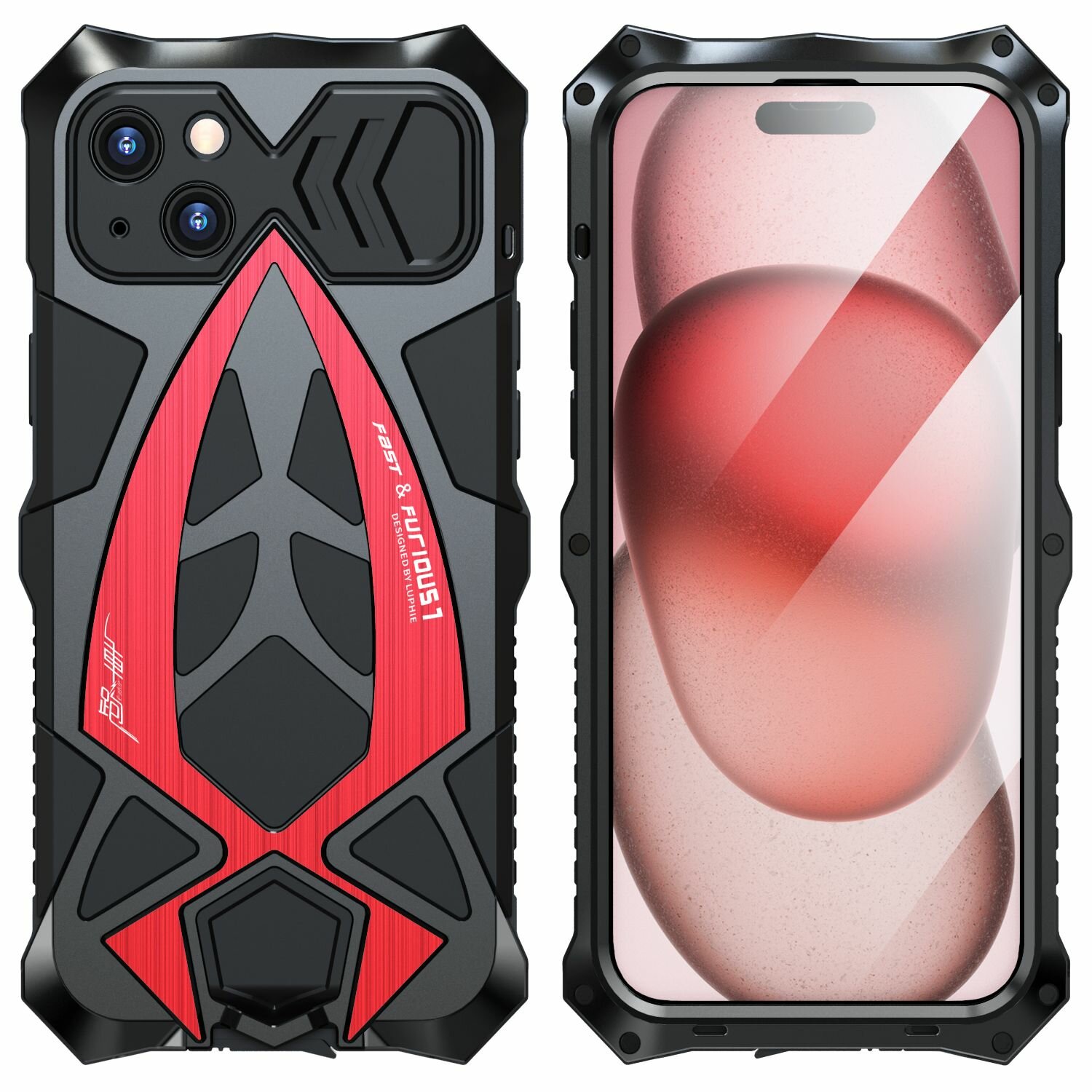 360 Металл полностью защищенный сейсмический корпус для iPhone 15 (6.1")