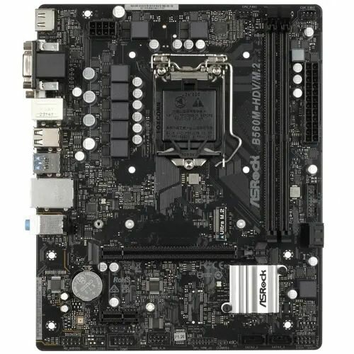 Материнская плата ASRock B560M-HDV/M.2 (B560M-HDV/M.2) - LGA 1200, Intel B560, 2хDDR4-3200 Мгц, 2хPCI-Eх16, 1хМ.2, Micro-ATX