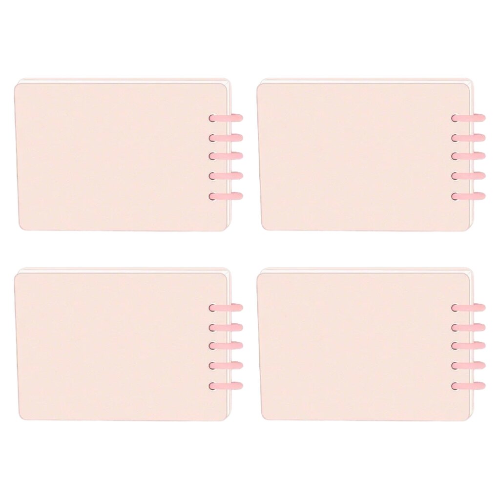 Блокнот, Портативный блокнот A7 с кольцевым переплетом - розовый, набор из 4 блокнотов