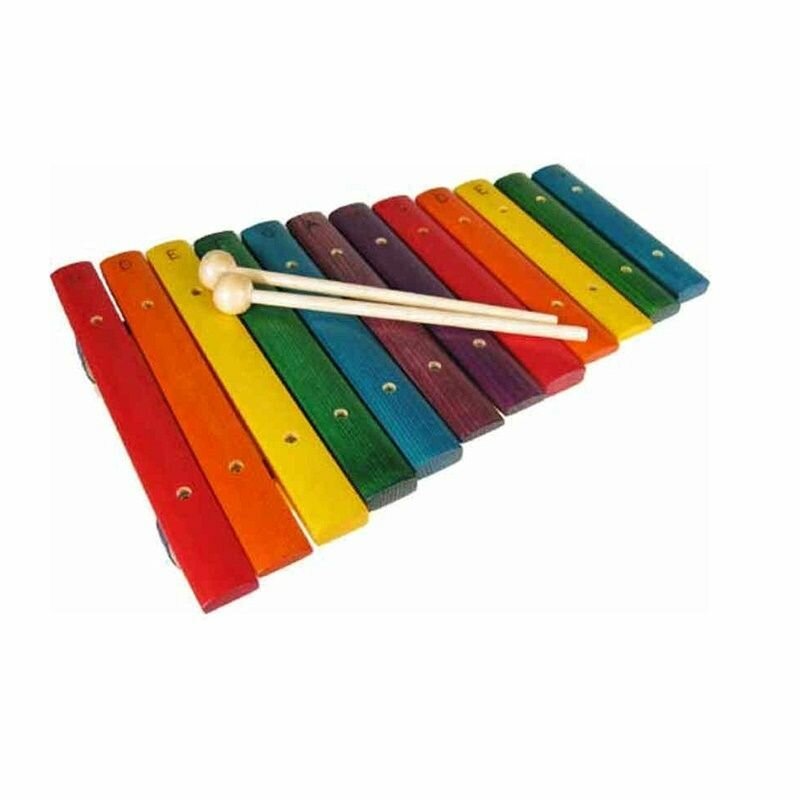 Hora X2002 Ксилофон детский, 1.5 октавы. Деревянный ксилофон с разноцветными брусками