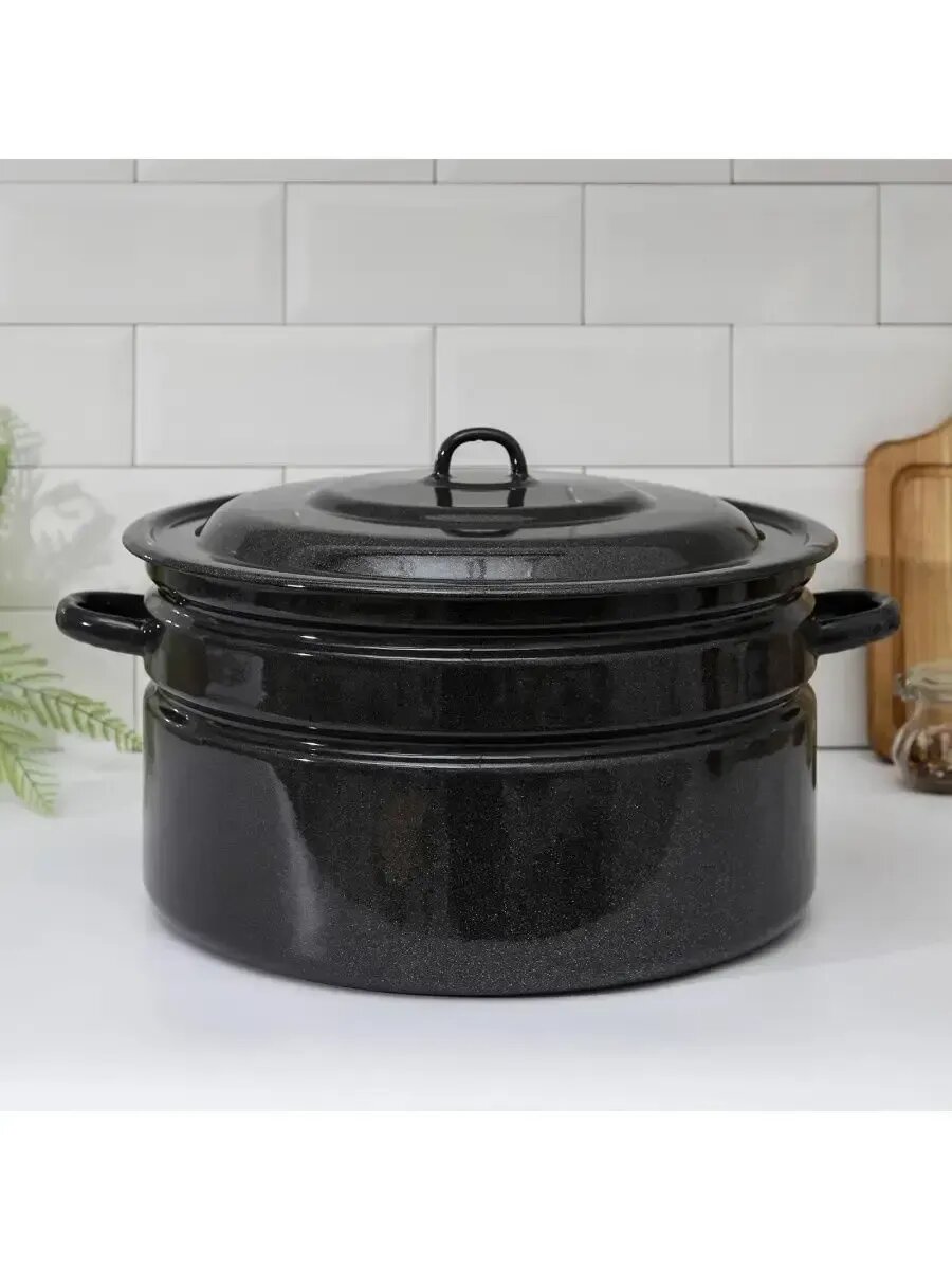 Кастрюля 20 л эмалированная с крышкой индукция