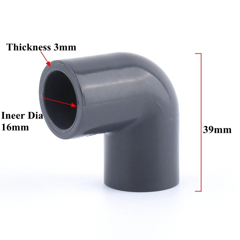 1 ~ 5 шт. 16 мм темно-серые фитинги для труб из ПВХ, соединители для аквариума, прямой тройник, локоть, соединительный соединитель, садовая труба из ПВХ, аксессуары для самостоятельного изготовления