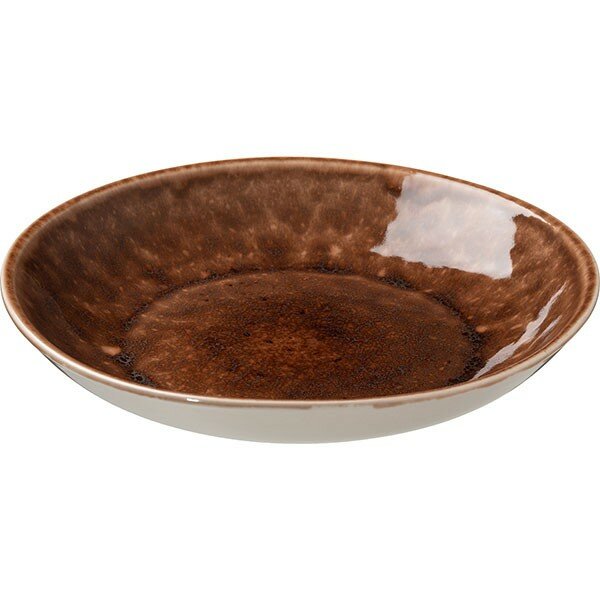 Тарелка глубокая «Маррон Реативо» для плова, фарфор, 1,5 л, коричневый, бежевый (Борисовская Керамика)