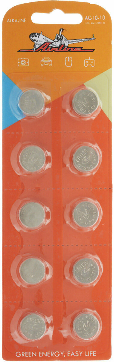 AG1010 Набор алкалиновых батареек Airline , тип AG10/LR1130, 10 шт AG10-10