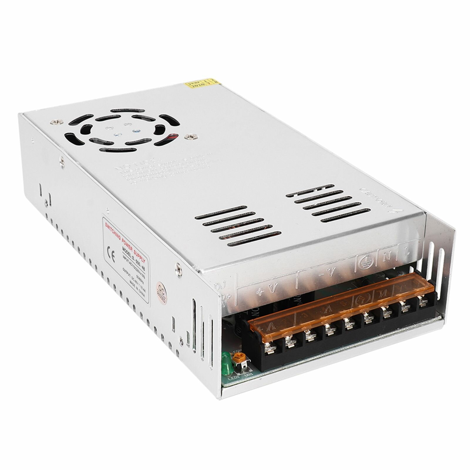 Блок питания 48В 500Вт, алюминиевый корпус, выключатель, для LED-ленты 3D-принтера (S-500-48, 48В/10,4А, AC110/220В 15%)