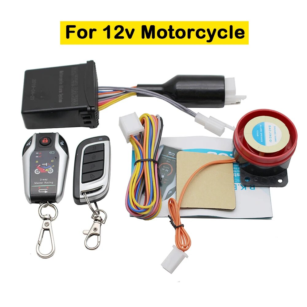 2 двусторонней сигнализации для мотоцикла, противоугонная система, скутер, охранная вибрационная сигнализация, дистанционный запуск двигателя, 5 метров, автоматическая блокировка B 1 Two Way