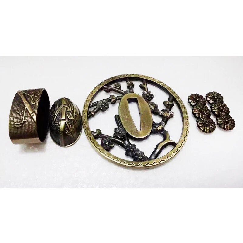 Защитный кожух цубы SWORD, зеленый бронзовый, для катаны Plum blossoms